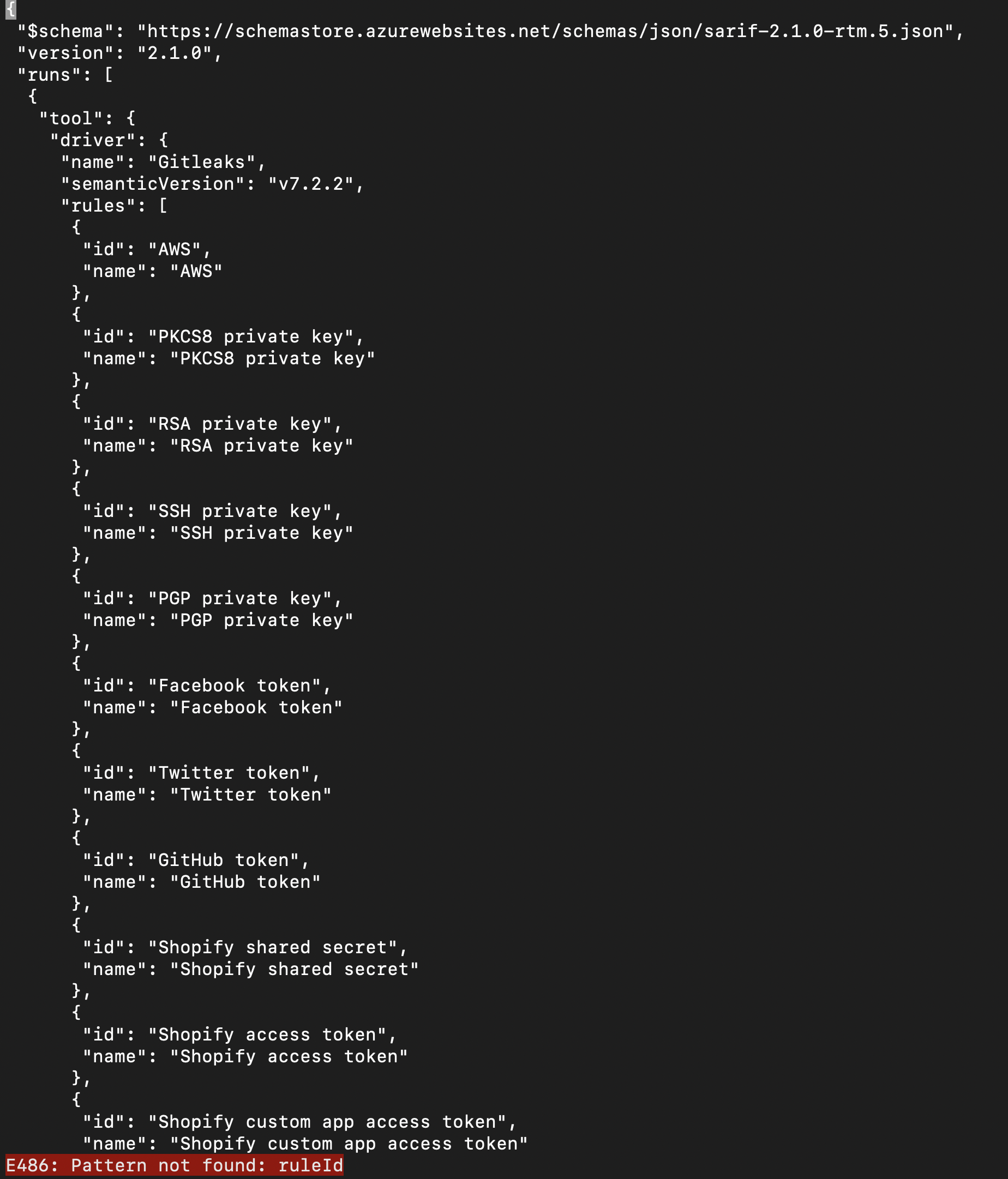 SARIF output report doesn't contain "ruleId" string · Issue #578 · gitleaks/gitleaks · GitHub