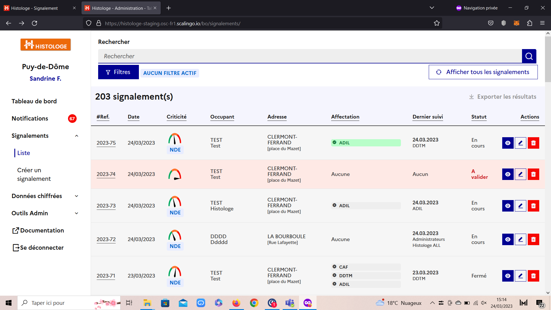 [Signalement - tag NDE] affichage permanent apres modification · Issue ...