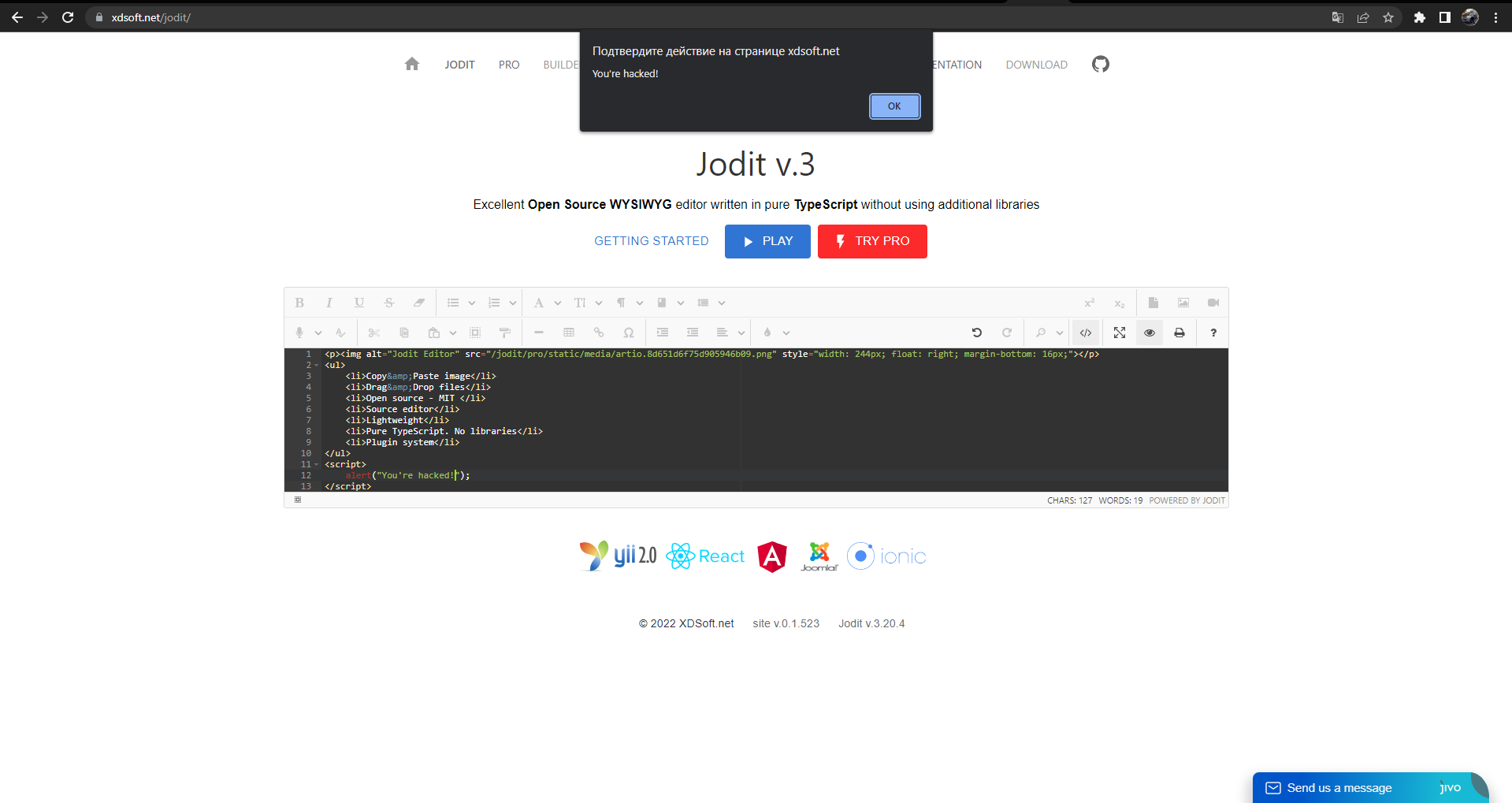 Implement protection against XSS attacks · Issue #888 · xdan/jodit · GitHub