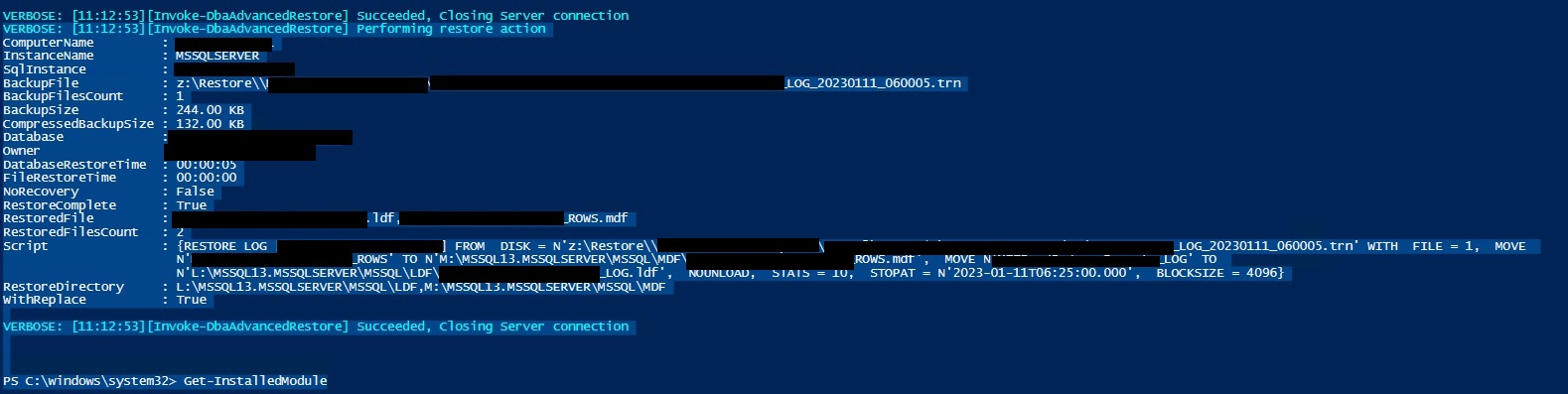 Restore Dbadatabase Not Completing When Using Restoretime · Issue 8719 · Dataplatdbatools · Github
