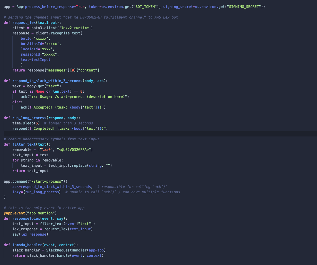 Issue with delayed response back from the Slack bolt Lambda to the Slack app. · Issue #1299 ...