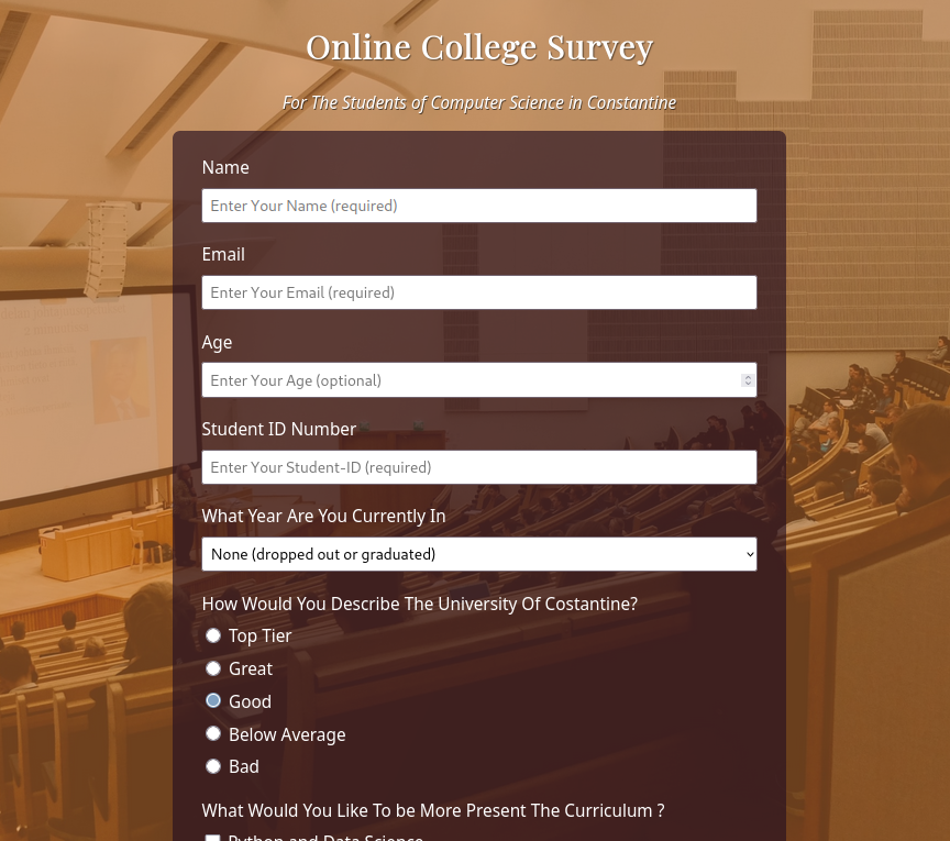 GitHub - AdemBendjama/Online-College-Survey: A Custom Survey Made By Me ...