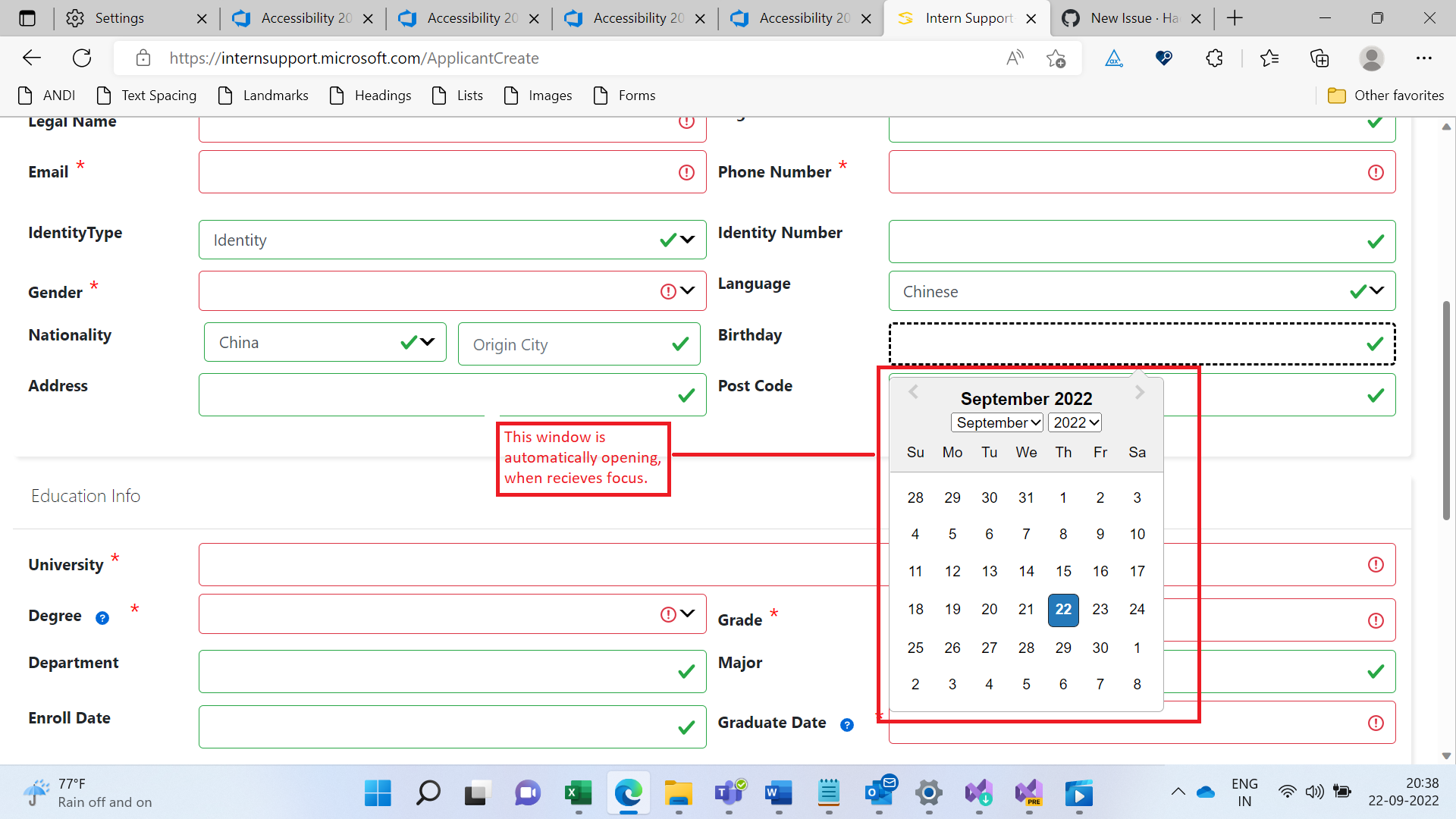 On Receiving Focus Itself Date Picker Pop Ups Present For Date Edit Fields Are Getting 