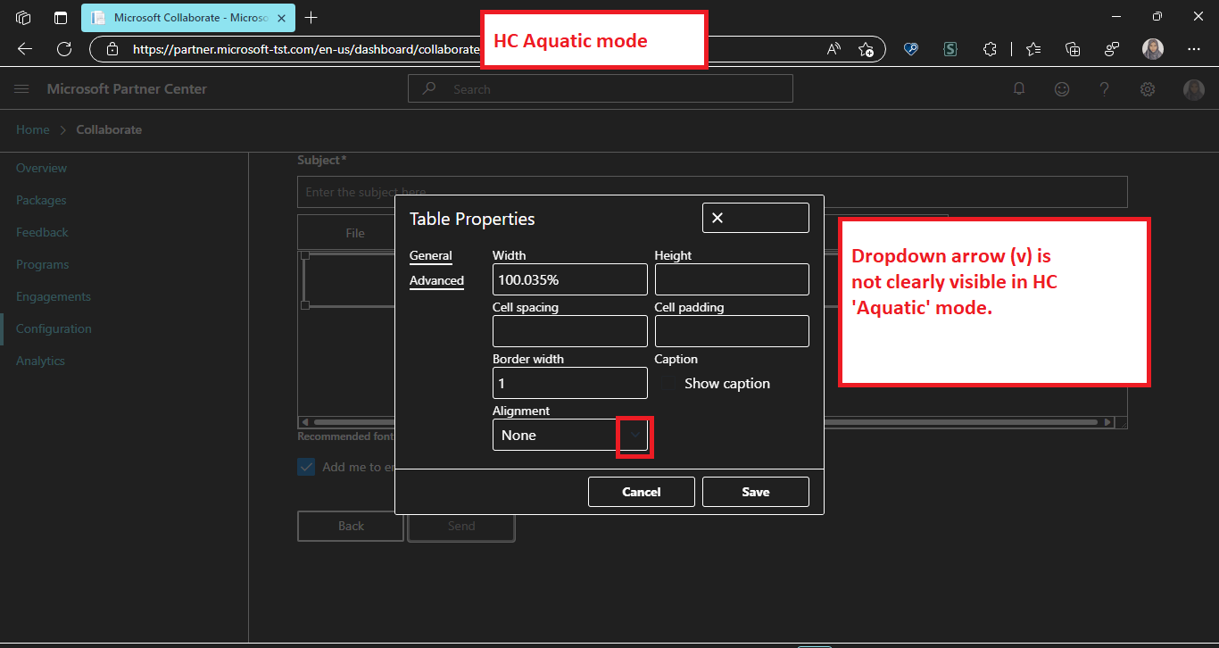 Icons of buttons are not clearly visible in multiple places only in High Contrast 'Aquatic' mode ...