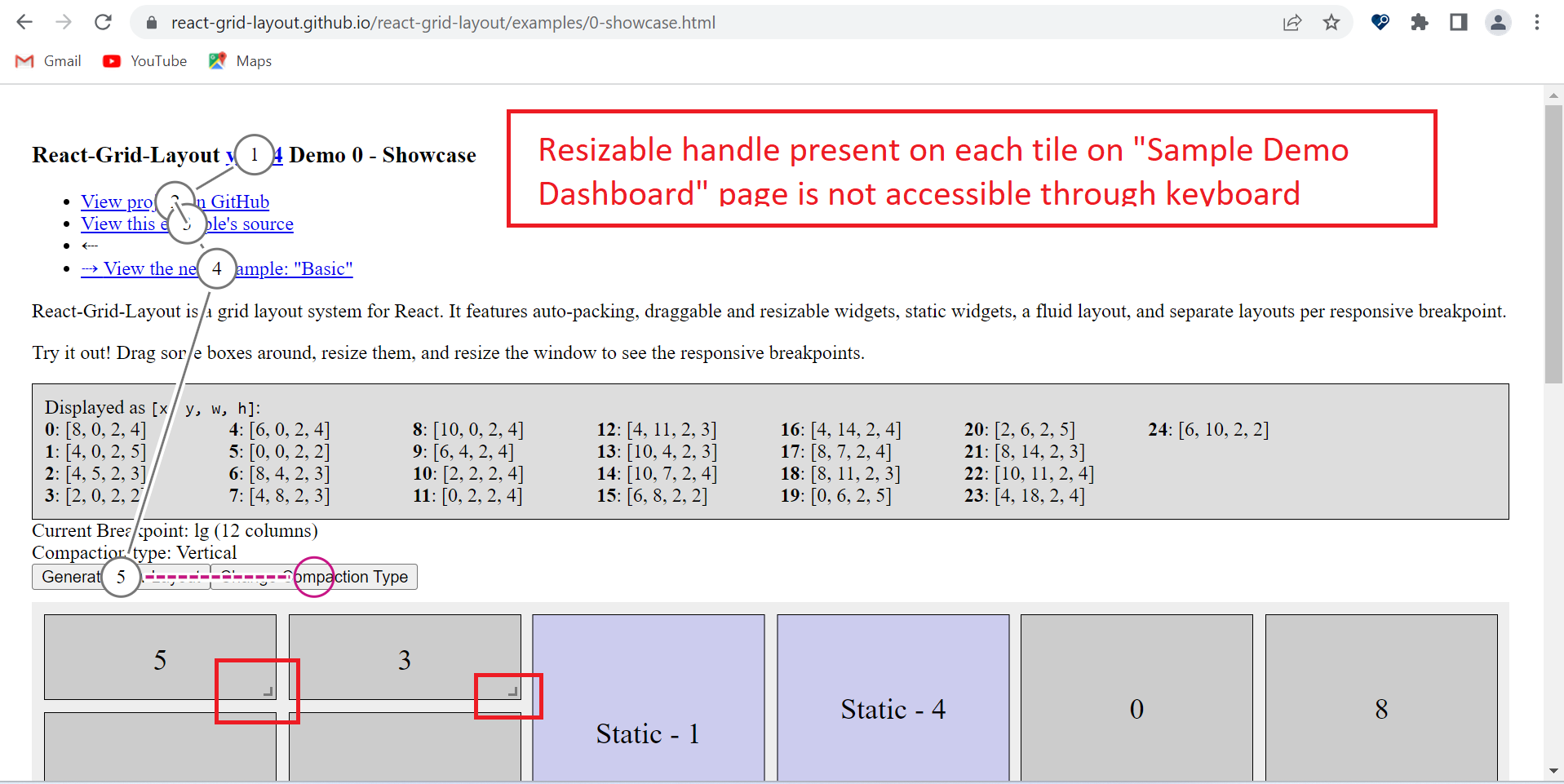 [Keyboard Navigation - Data Explorer -Dashboards (Preview)]: Resizable handle present on each ...