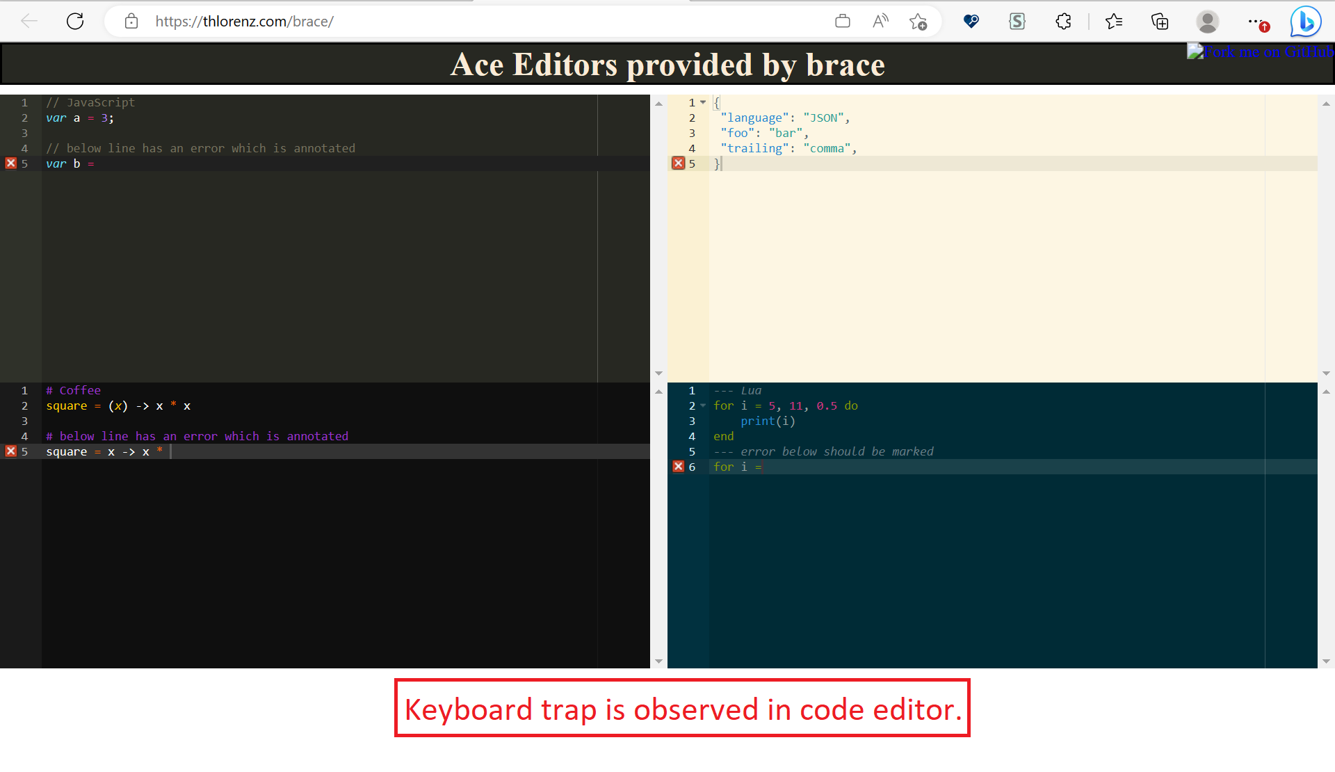 Keyboard Trap Is Observed Between Tool Bar Section And Code Block Under Module Twin Tab