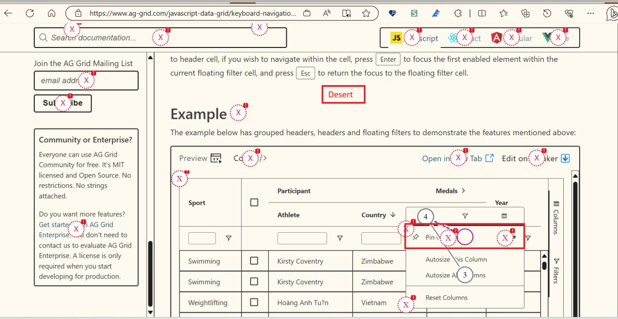 In high contrast themes, keyboard focus indicator is not visible on the ...