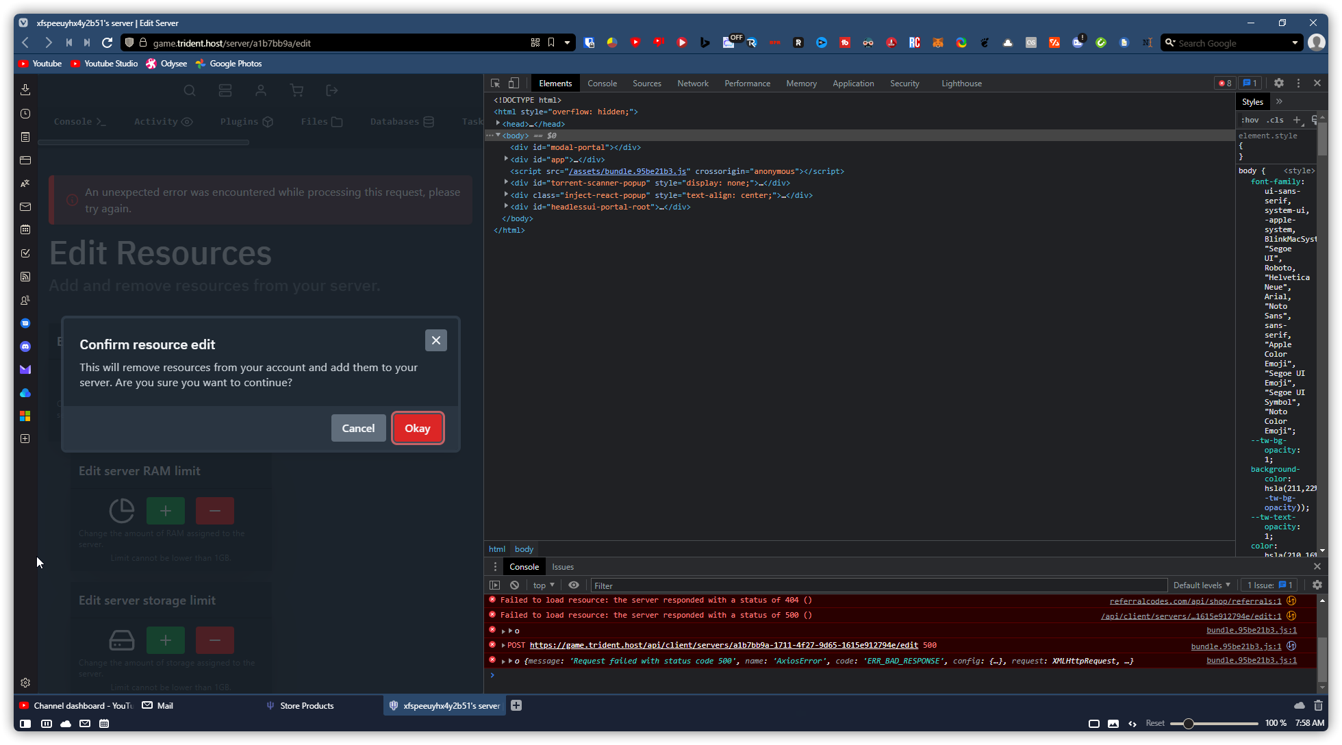 Error when trying to add resources to server · Issue #156 · Jexactyl ...
