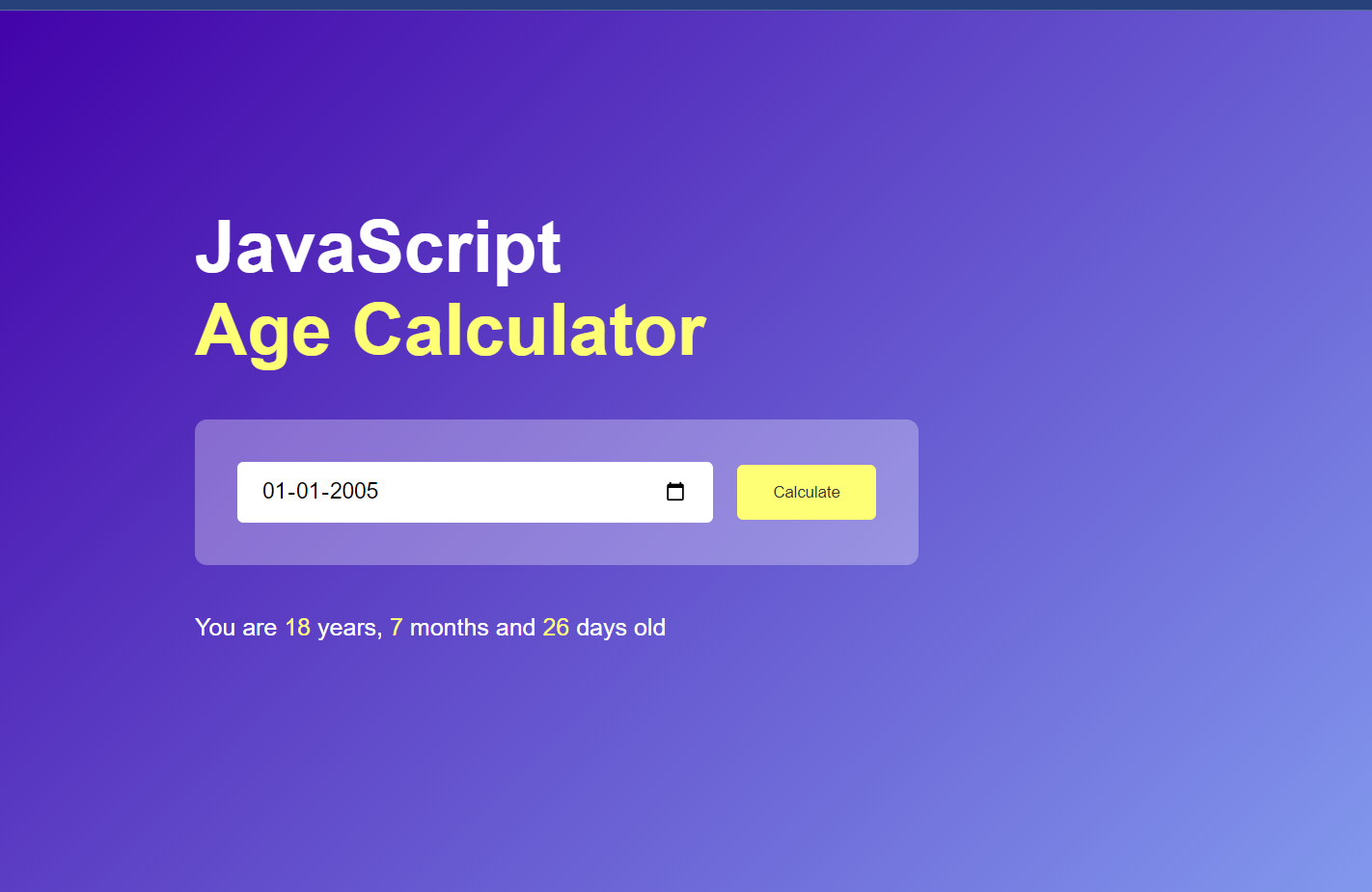 GitHub - Niltiwari7/Age-calculator: This will give the age of person ...