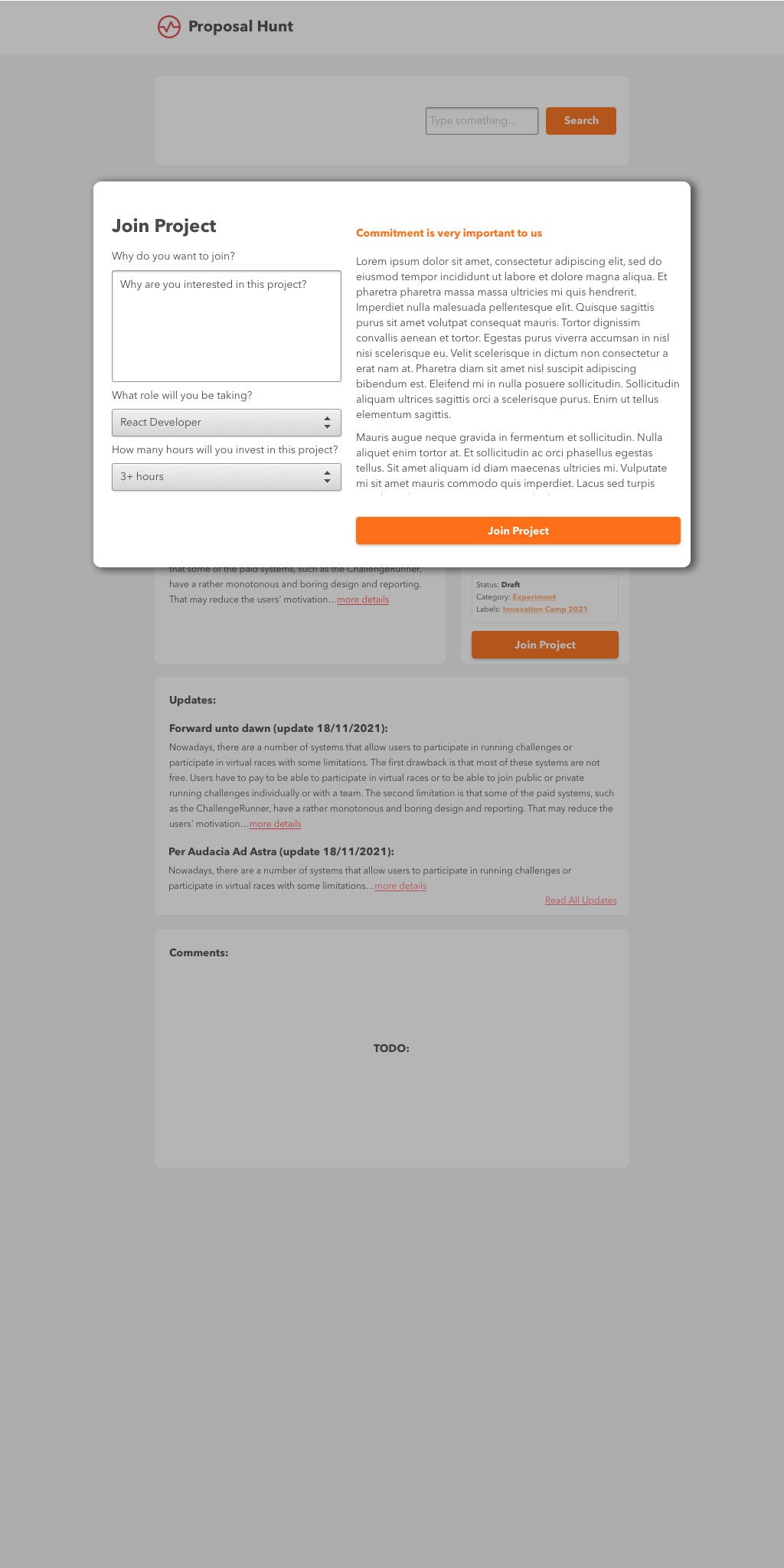 [Join-Project] Implement modal form to join project · Issue #137 · wizeline/project-lab · GitHub