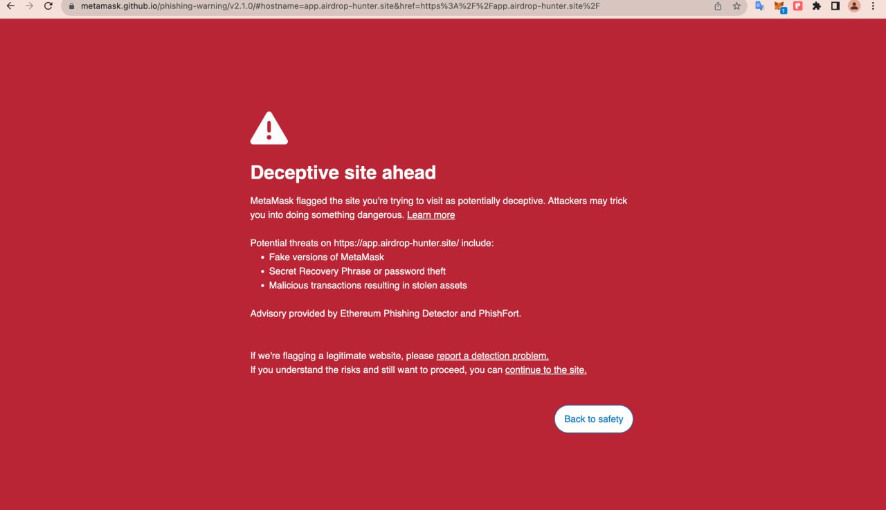 [Legitimate Site Unblocked] app.airdrop-hunter.site · Issue #13555 · MetaMask/eth-phishing ...