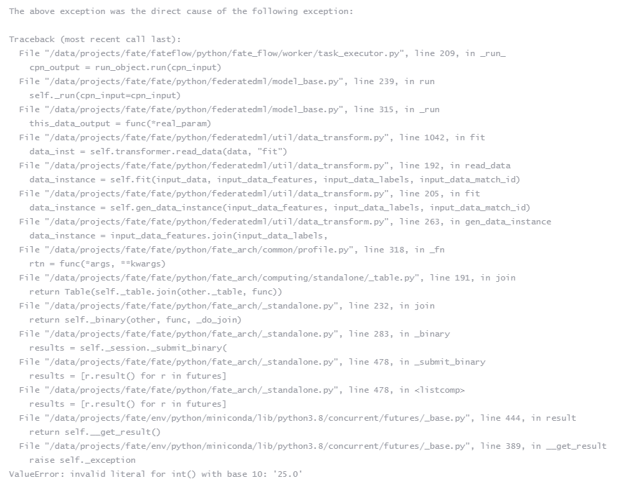使用fate_standalone 测试线性归回时，data_transform组件报错 · Issue #5212 · FederatedAI/FATE · GitHub