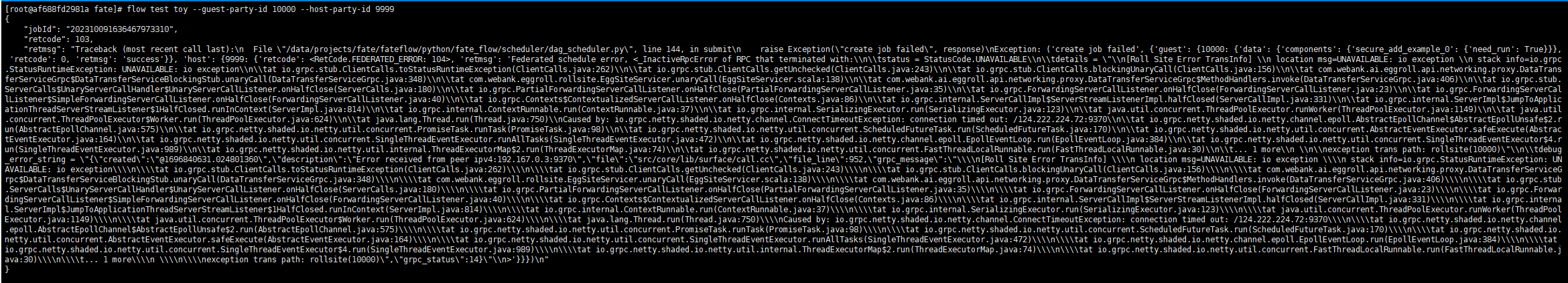 使用docker Compose 部署的两方的集群 Toy Test 报错 · Issue 5217 · Federatedaifate 8613