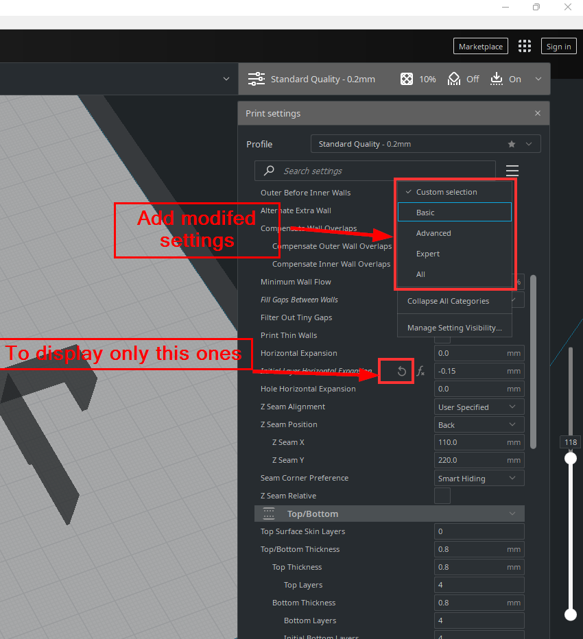 Filter settings based on user changes · Issue #11500 · Ultimaker/Cura · GitHub