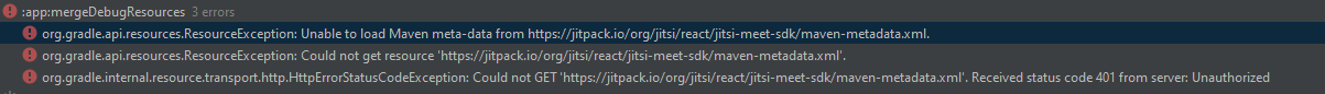 Unable to load Maven meta-data from https://jitpack.io/org/jitsi/react/jitsi-meet-sdk/maven ...