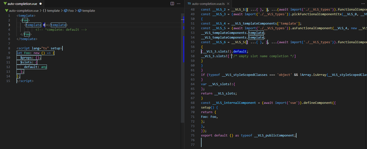 slot name completion doesn't work · Issue #3222 · vuejs/language-tools · GitHub