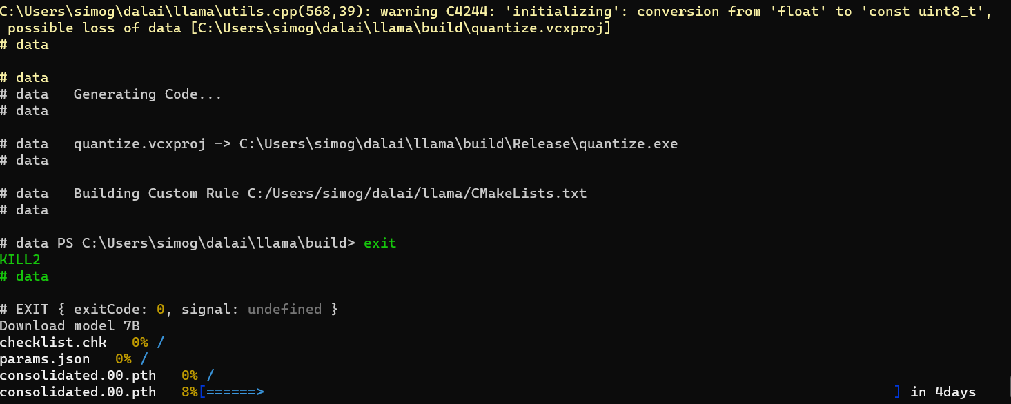 Incredibly long 7B download · Issue #159 · cocktailpeanut/dalai · GitHub