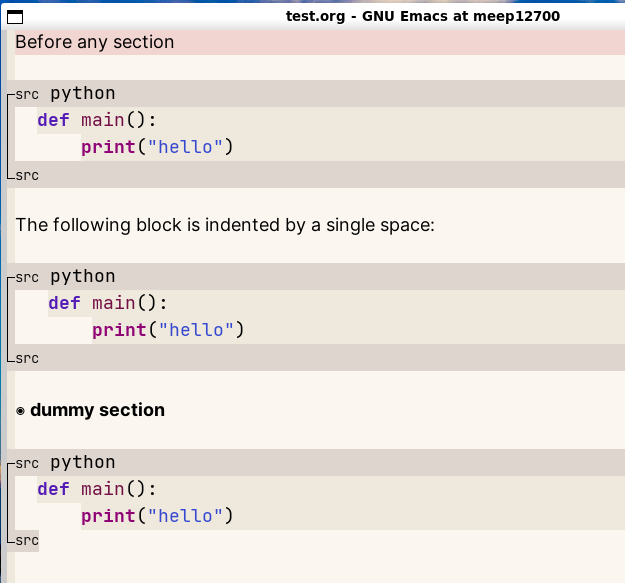No Block Styling When Flush Left Before Any Org Heading · Issue 10 9984