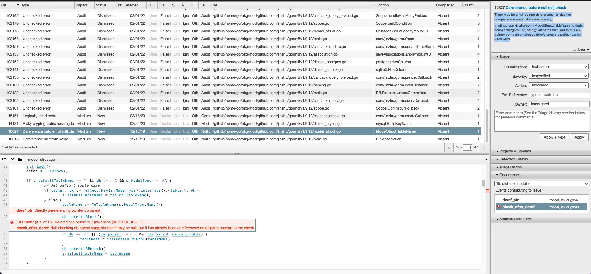Coverity Scan Dereference Before Null Nil Check · Issue 5572 · Go Gormgorm · Github