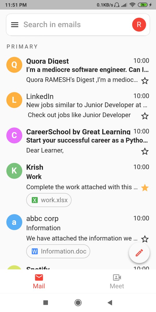 GitHub - RameshMJ23/Gmail-UI-clone: Clone of basic UI feature of gmail app