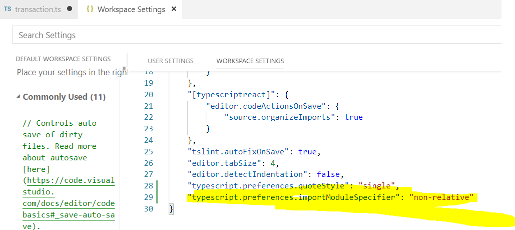 "typescript.preferences.importModuleSpecifier": "non-relative" doesn't ...
