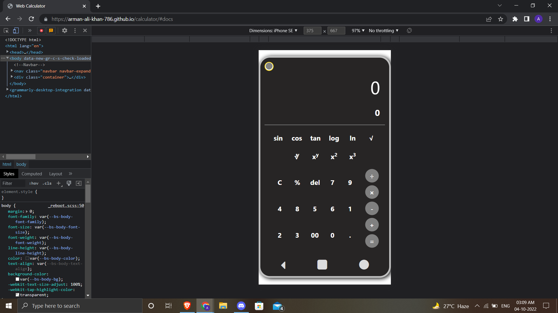Not properly responsive · Issue #24 · Arman-ali-khan-786/calculator · GitHub