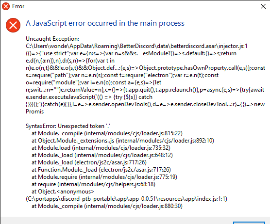 When using 0.0.51 I get JavaScript Error Occurred in the main Process · Issue #1108 ...