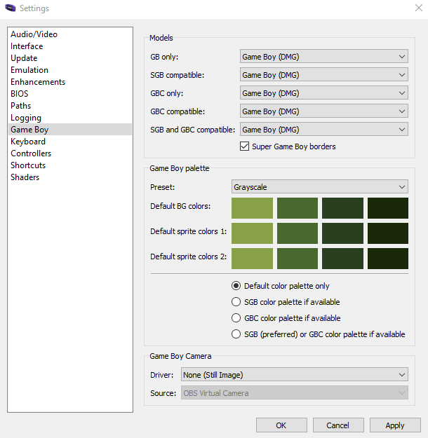 GB Pallete only apply when i hit apply on the settings menu · Issue #2377 · mgba-emu/mgba · GitHub