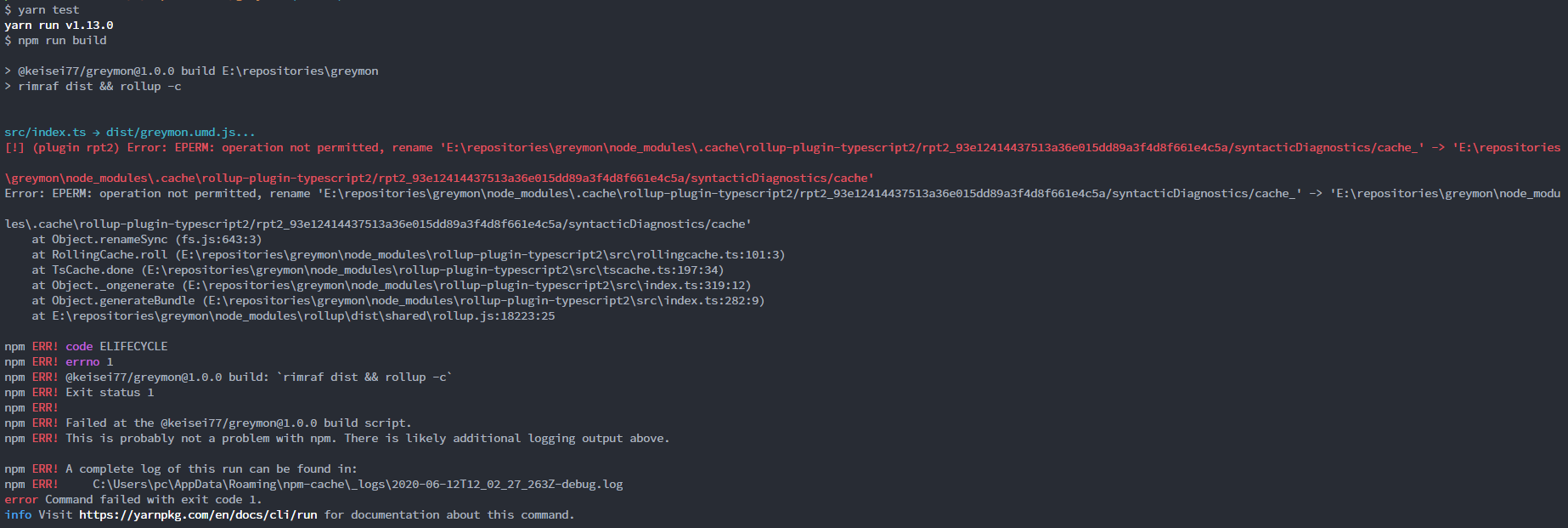 :bug: [!] (plugin rpt2) Error: EPERM: operation not permitted · Issue #1 · keisei77/greymon · GitHub