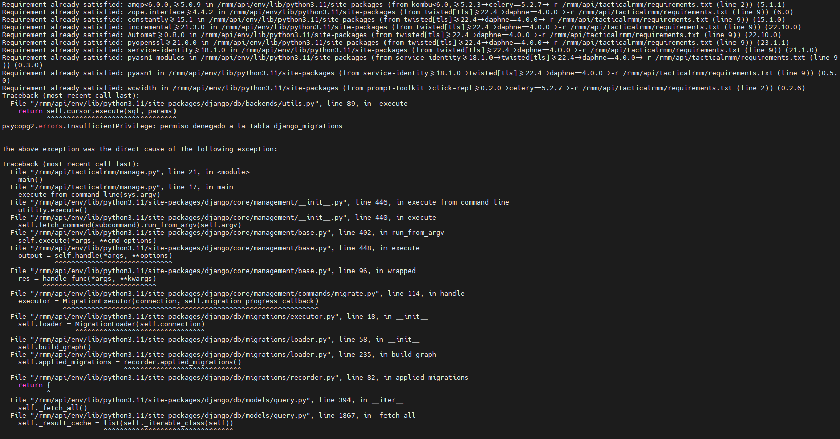 Error 500 after restoring to a new instance · Issue #1491 · amidaware/tacticalrmm · GitHub