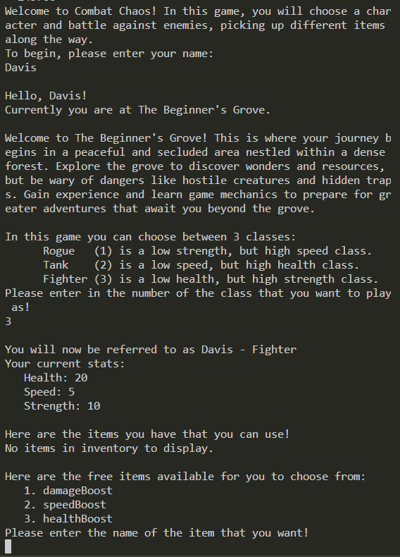 GitHub - daviskimCS/CombatChaosRPG: Text-based Combat RPG in C++