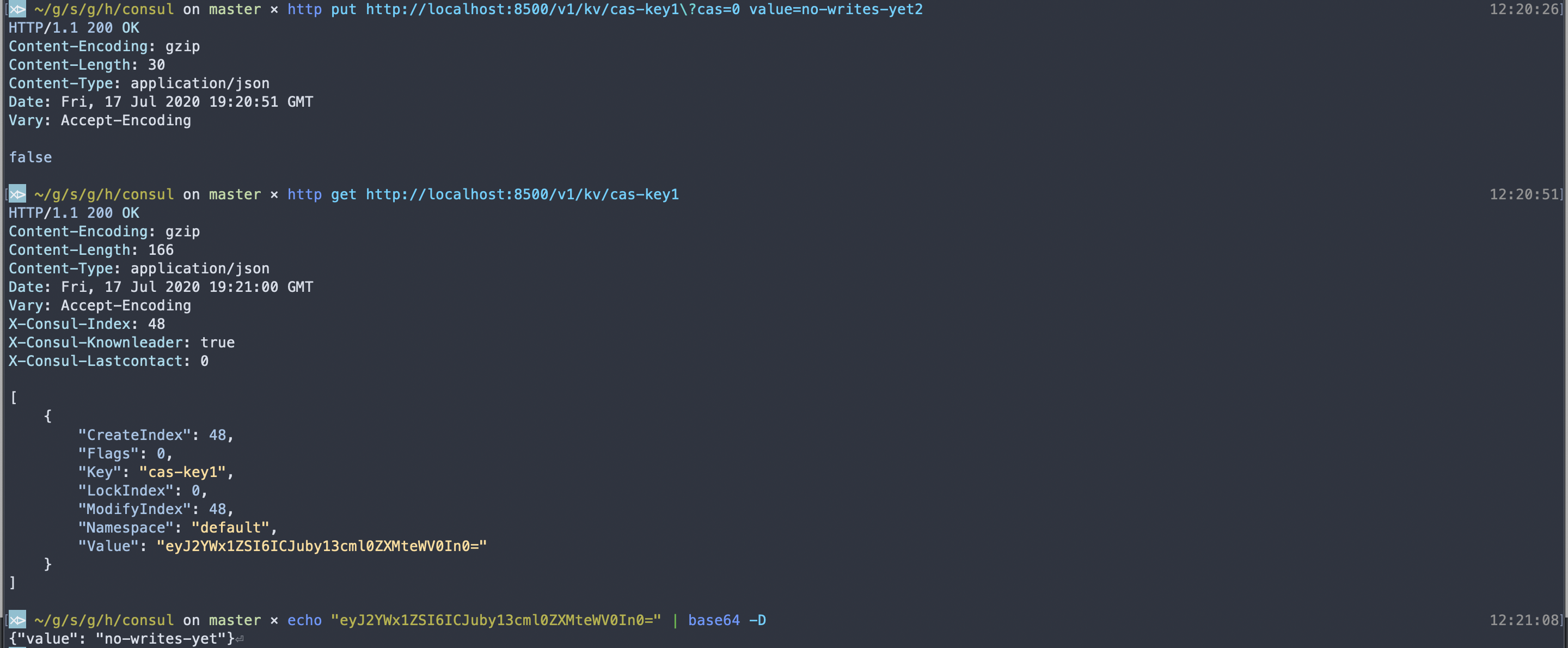 CAS behavior of CLI does not match HTTP API · Issue #8330 · hashicorp/consul · GitHub