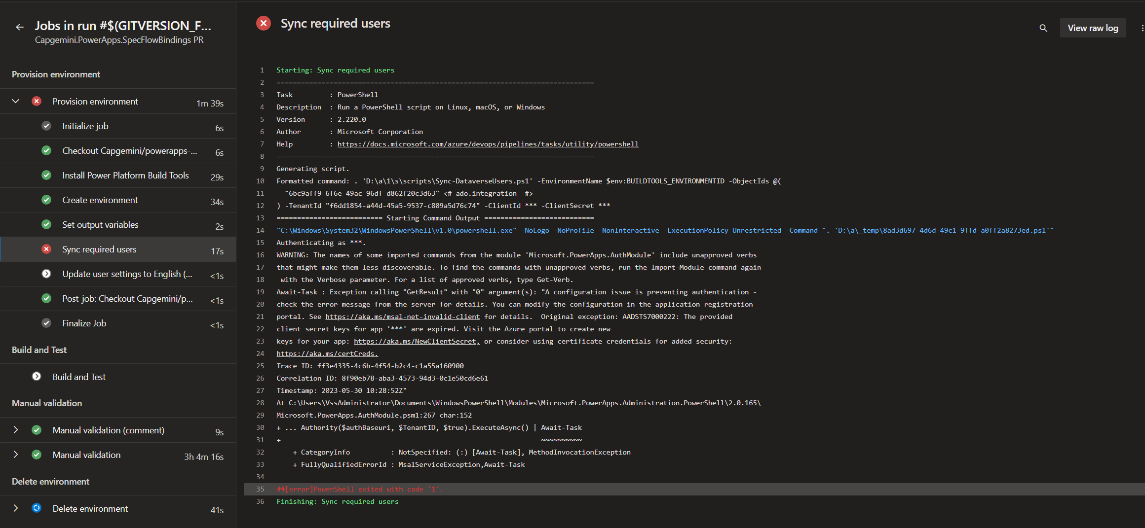 Unable To Provision Ci Test Environment · Issue 176 · Capgemini Powerapps Specflow Bindings