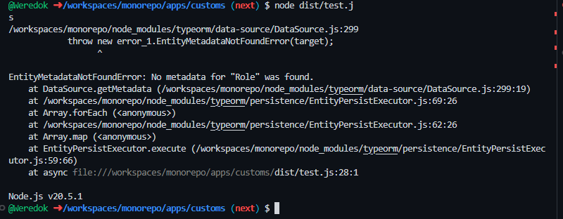 Entitymetadatanotfounderror No Metadata For Role Was Found · Issue 10406 · Typeormtypeorm