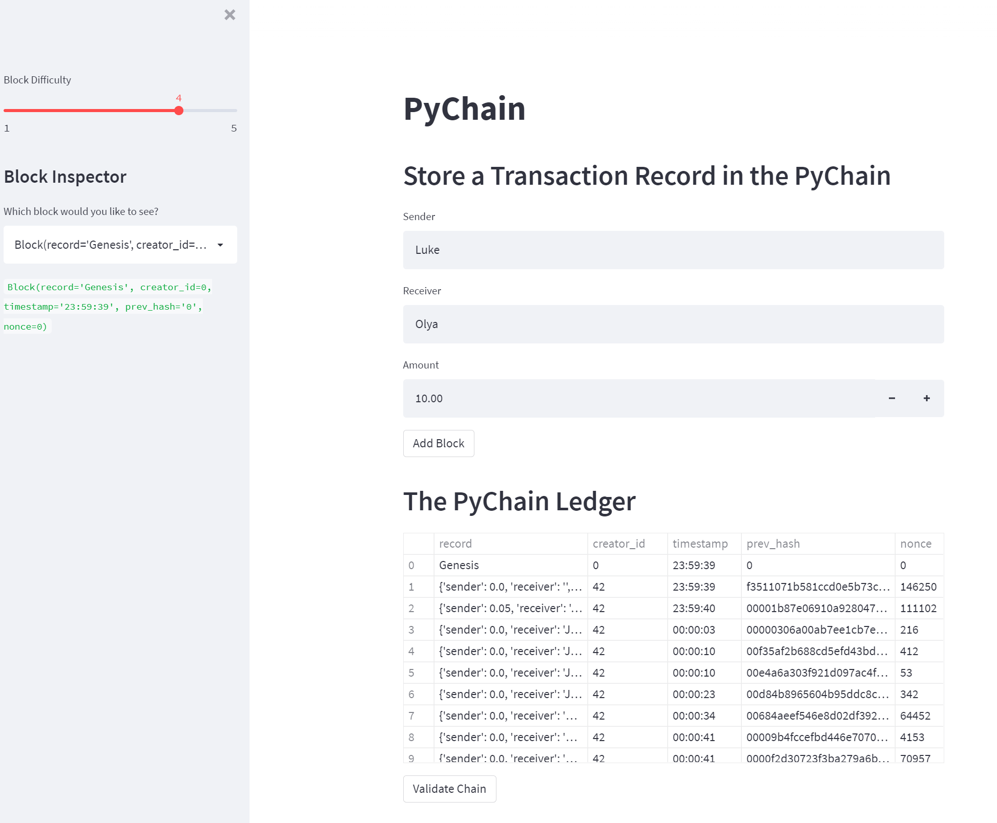 GitHub - e-rahman/PyChain-Ledger