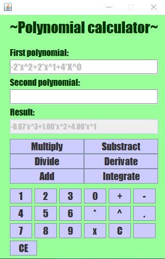 GitHub - SzekelyMariaRobertha/Polynomial-Calculator