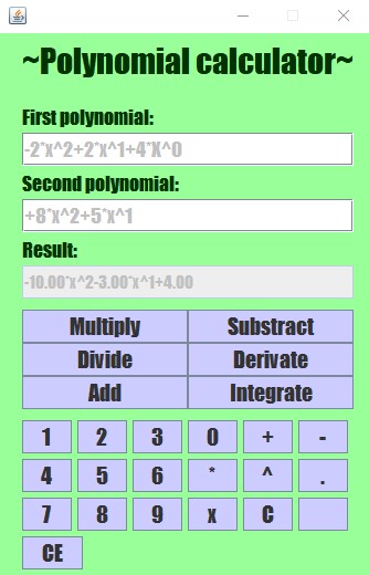 GitHub - SzekelyMariaRobertha/Polynomial-Calculator