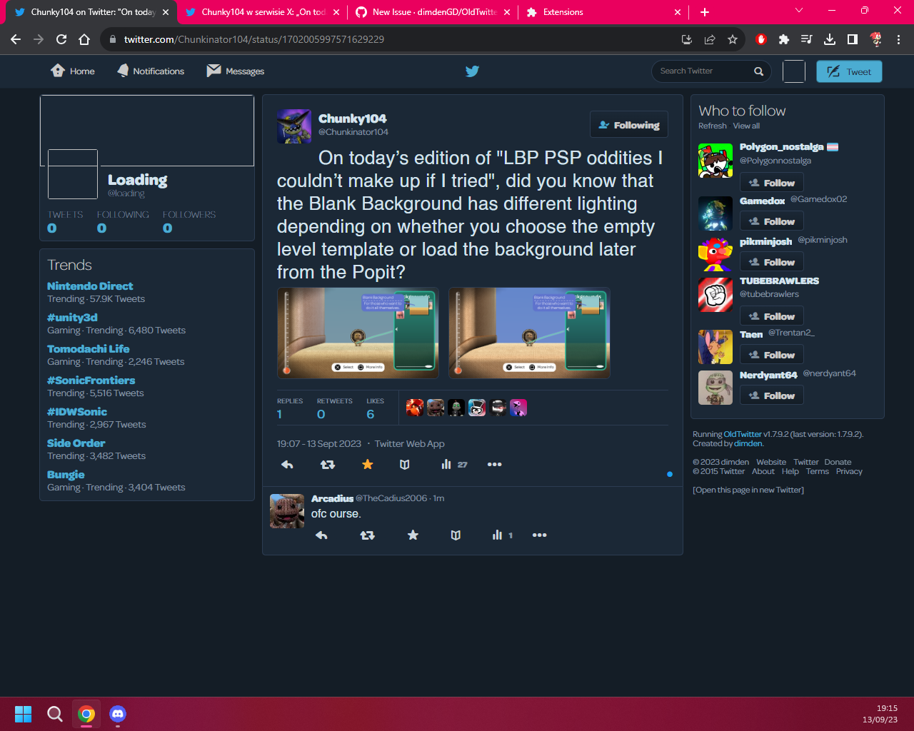 cant view profiles for some reason · Issue #525 · dimdenGD/OldTwitter · GitHub