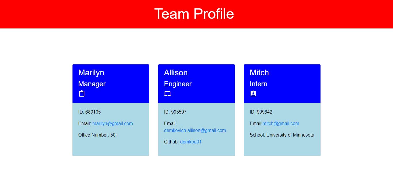 GitHub - demkoa01/Team-Profile-Generator