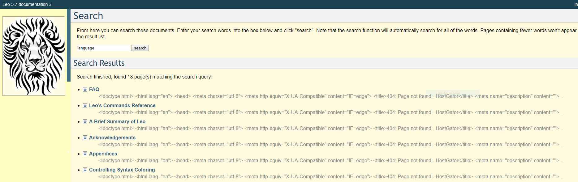 Searching on LeoEditor site is broken · Issue #789 · leo-editor/leo ...