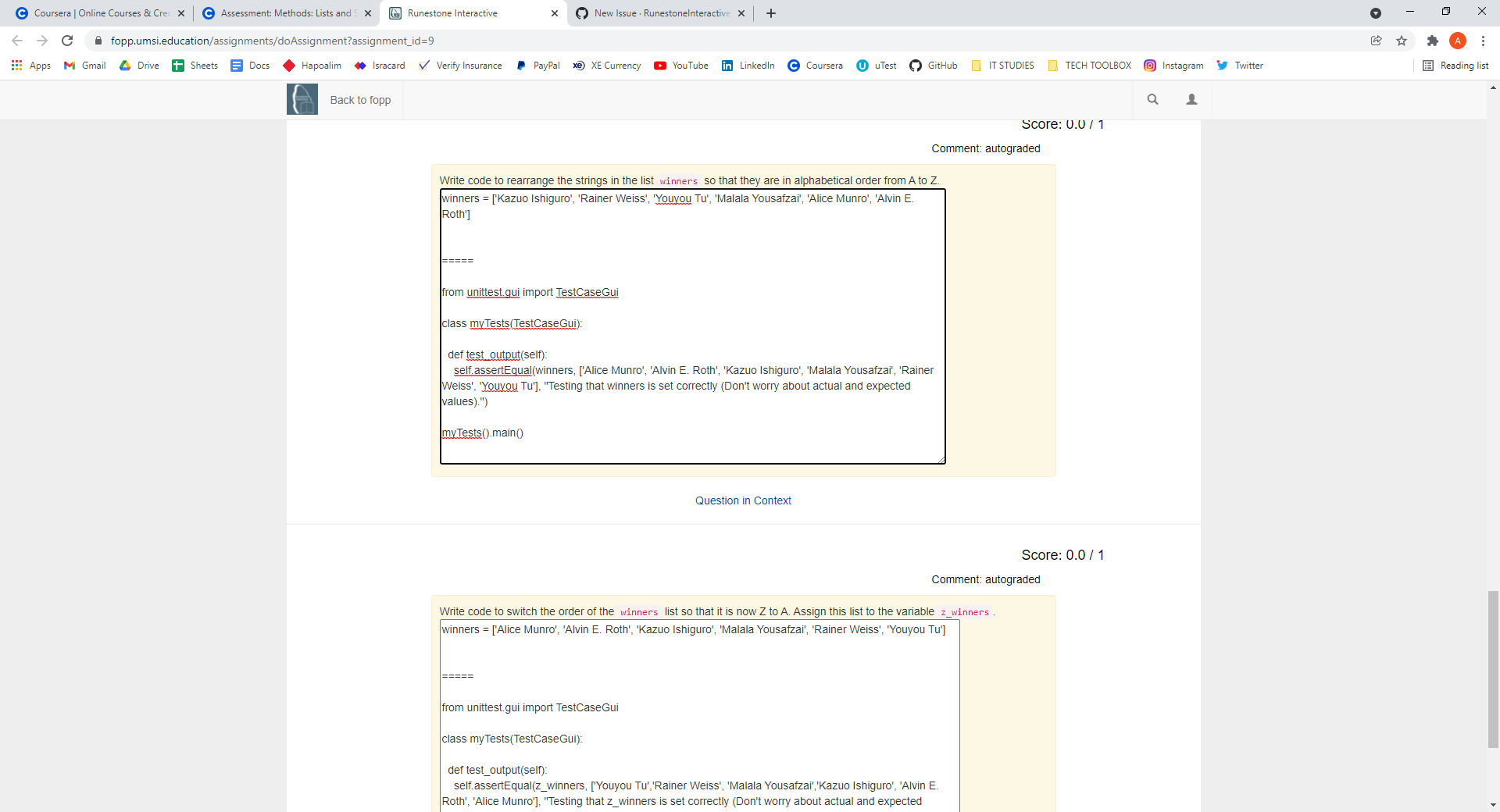 2 questions in assessment do not load, can't pass the test as a result ...