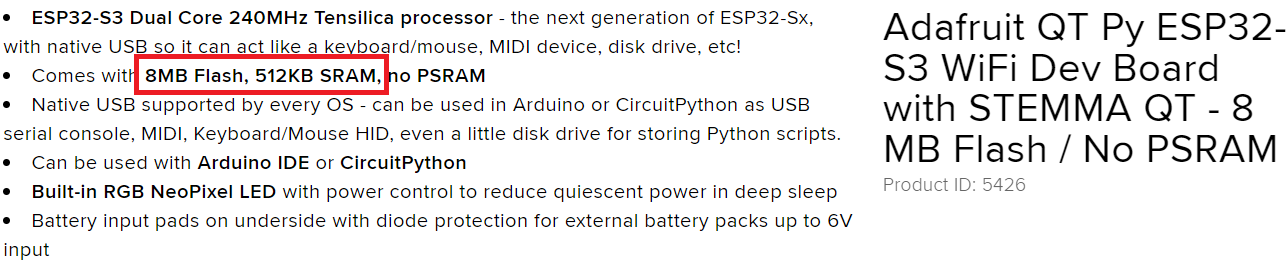 Adafruit Qt Py Esp32 S3 Default Is 4mb Instead Of 8mb · Issue 886 · Platformioplatform