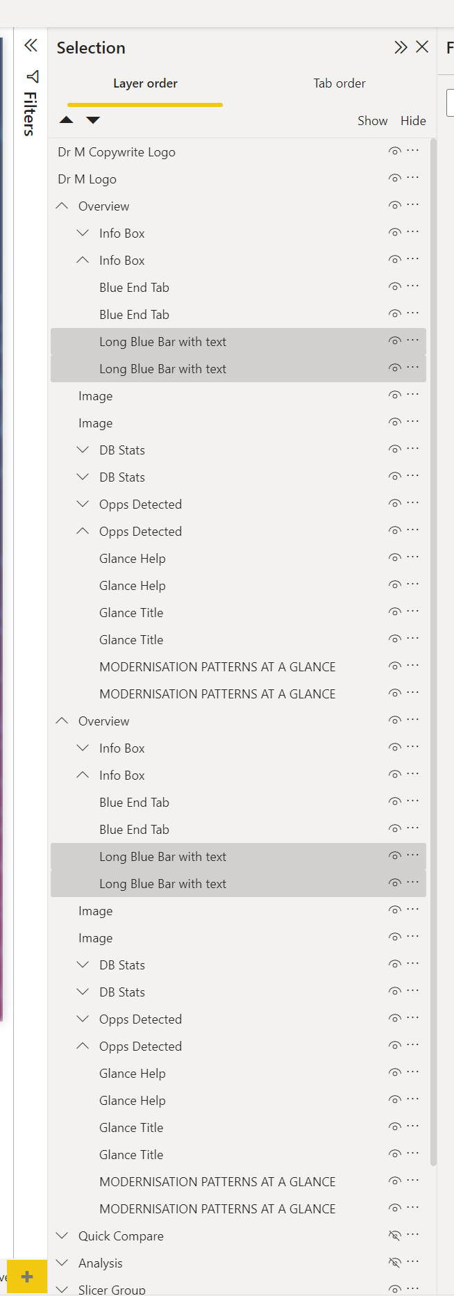 After recompiling from the source control repository, items in the Selection pane are duplicated ...