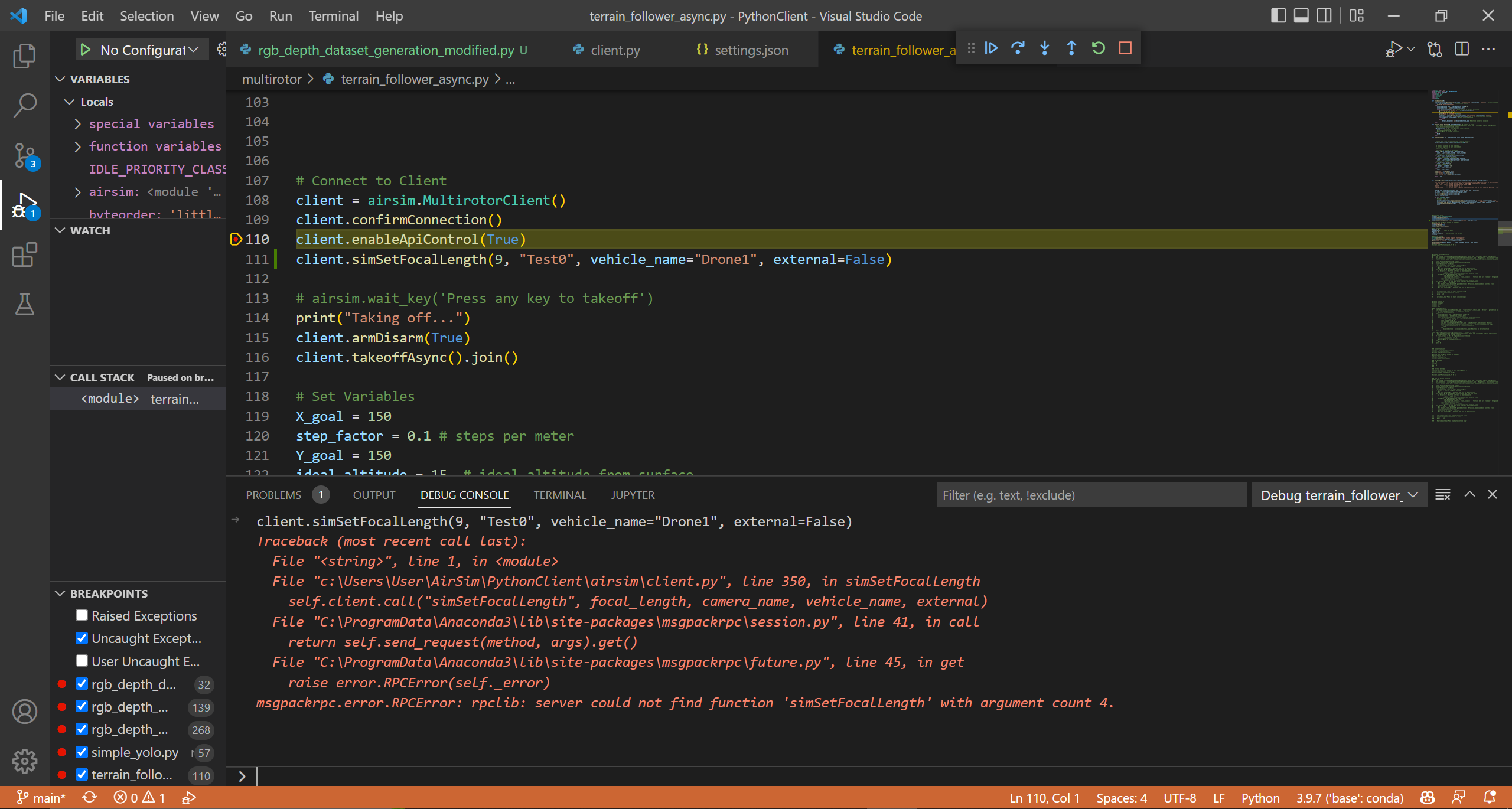 client.simSetFocalLength Issue · Issue #4648 · microsoft/AirSim · GitHub