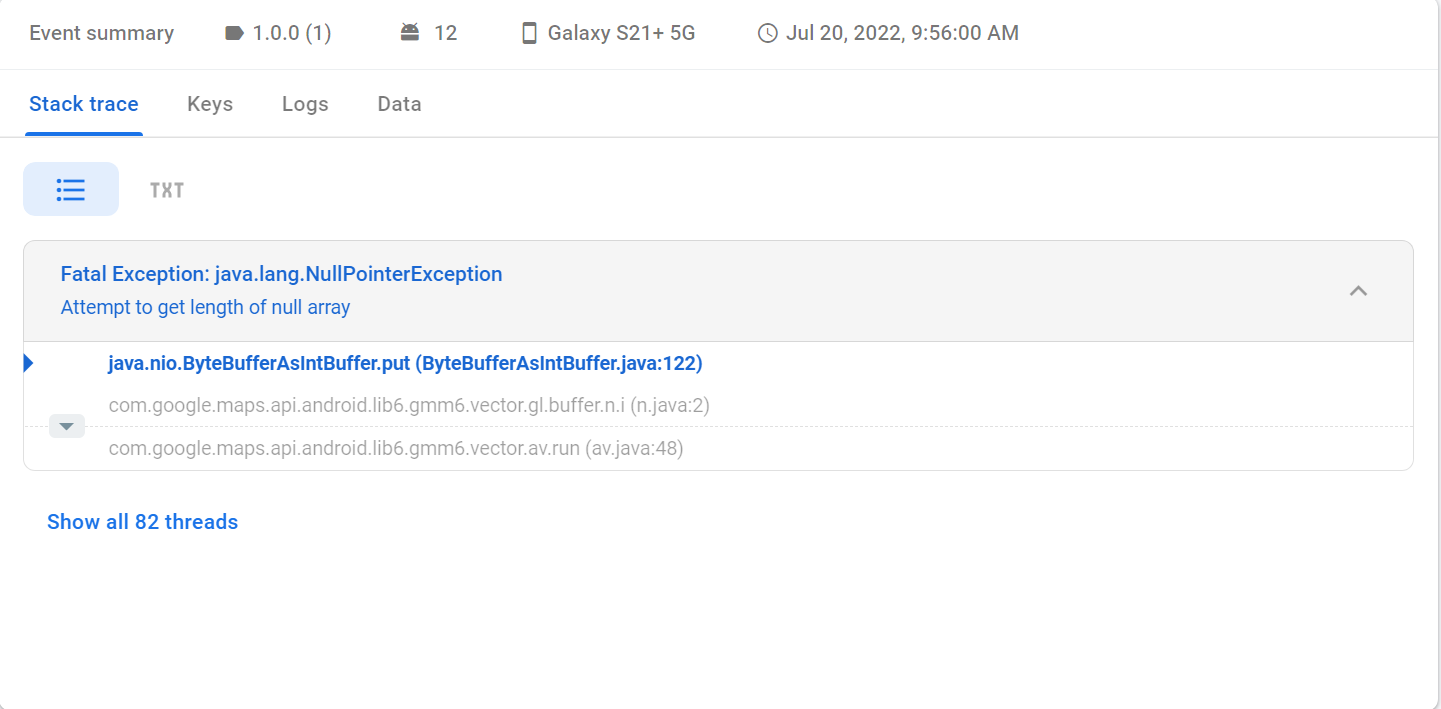 Facing crash issue while loading Map and while getting focus on markers · Issue #5915 · dart ...