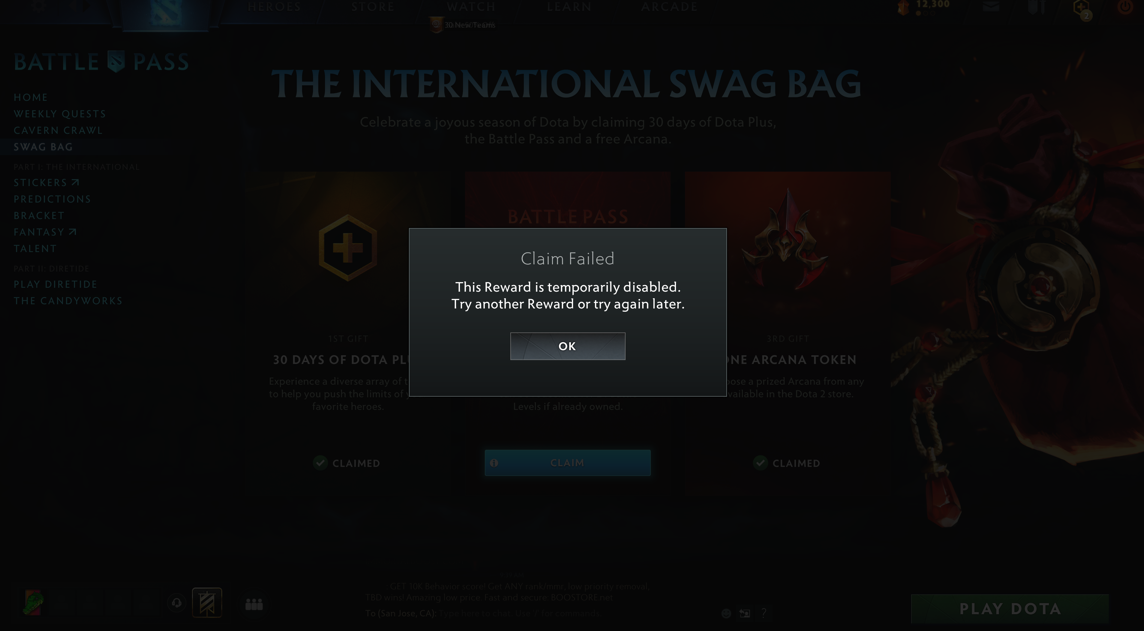 Can't claim battle pass after several days · Issue #5082 · ValveSoftware/Dota2-Gameplay · GitHub