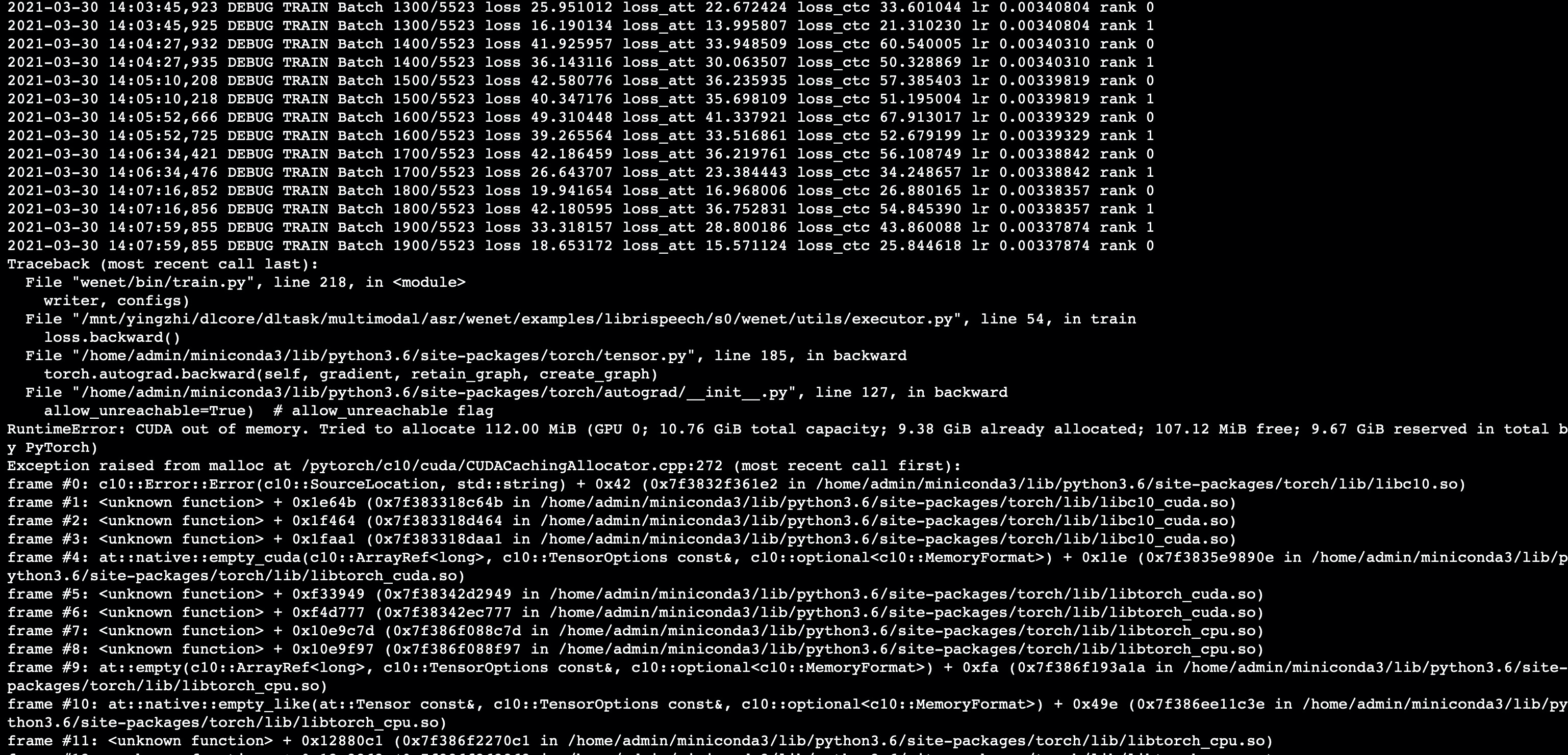After training some epochs, got "CUDA out of memory" error · Issue #260 · wenet-e2e/wenet · GitHub