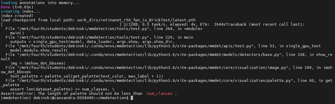 AssertionError: The length of palette should not be less than `num ...
