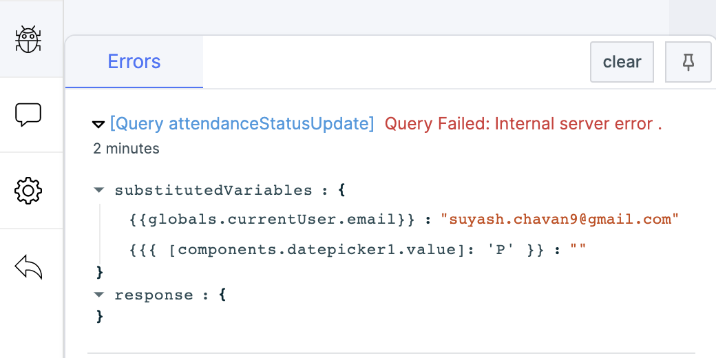 [GoogleSheets as DataSource] Query - Update data to a spreadsheet, Issue - Unable to set object ...