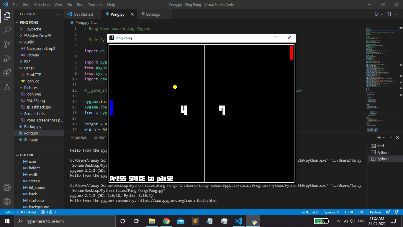 GitHub Tanay Kar Pygame Pong A Simple Pong Game Designed In Python